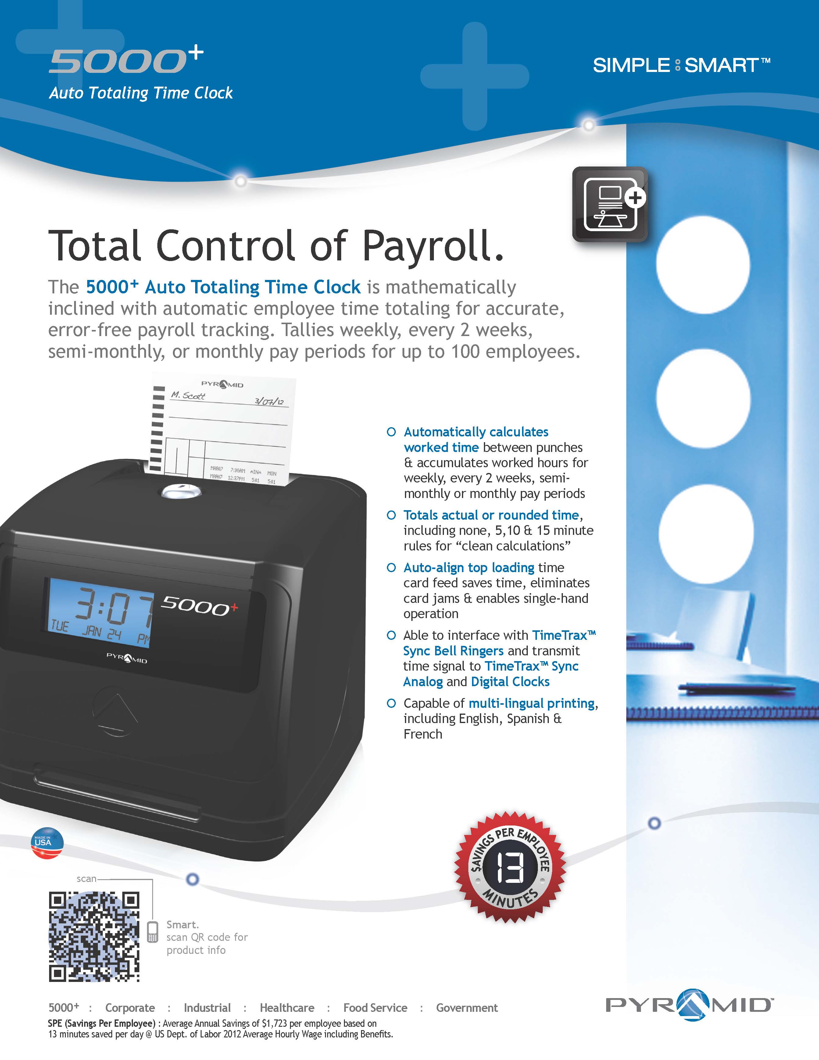 Pyramid 5000+HD Heavy Duty Auto Totaling Time Clock | Wayfair