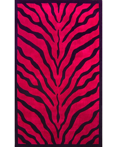American Home Rug Co. African Safari Pink/Black Zebra Print Area Rug ...