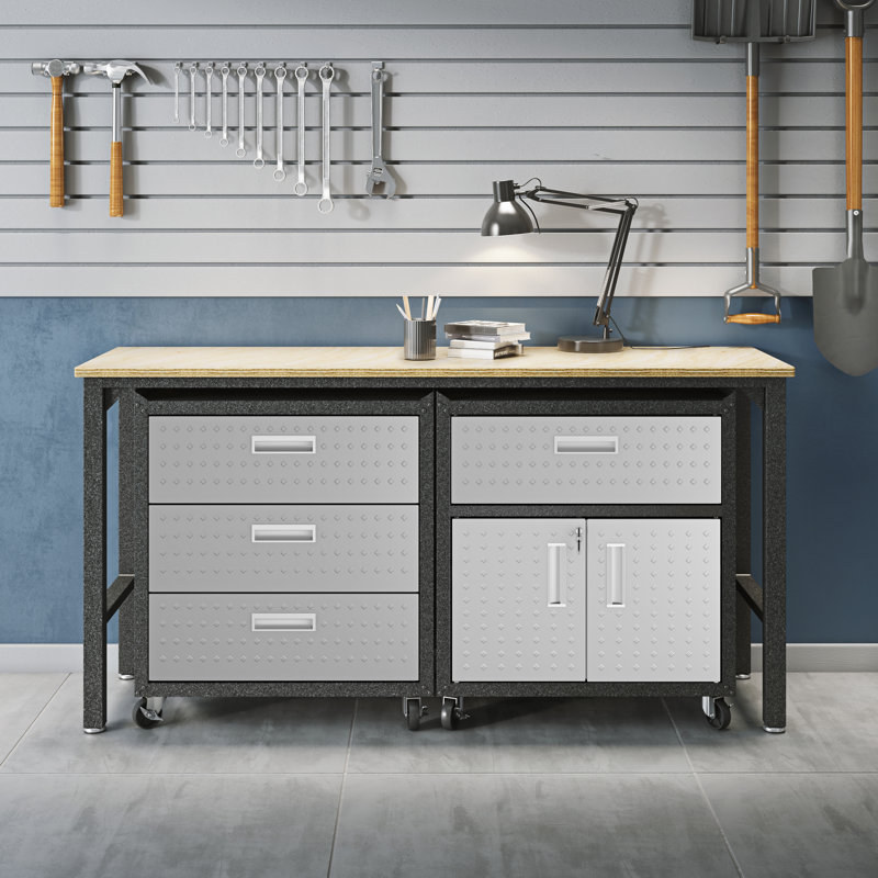 Dotted Line™ 72" W Butcher Block Top Workbench | Wayfair