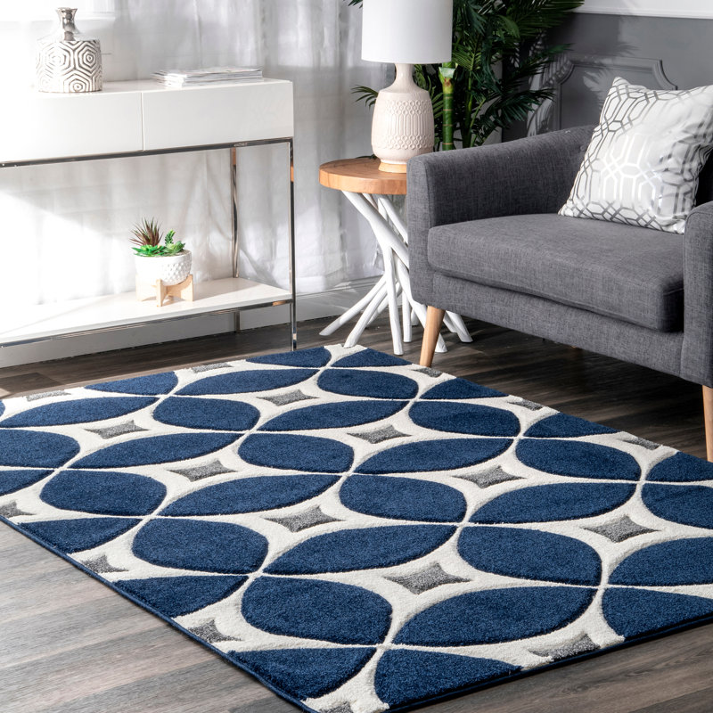 Langley Street Jamar Geometric Handmade Tufted Jute/Sisal Navy Blue ...