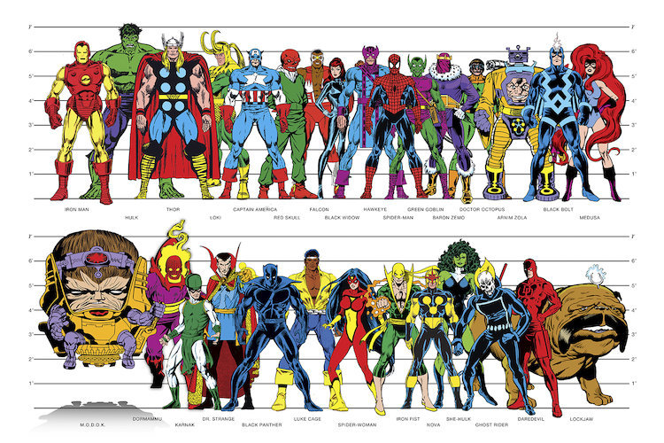 iCanvas 'Marvel Superheroes Height' by Marvel Comics Graphic Art on ...