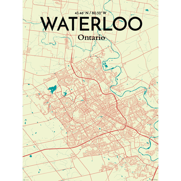 OurPoster.com 'Waterloo City Map' Graphic Art Print Poster in Tricolor ...