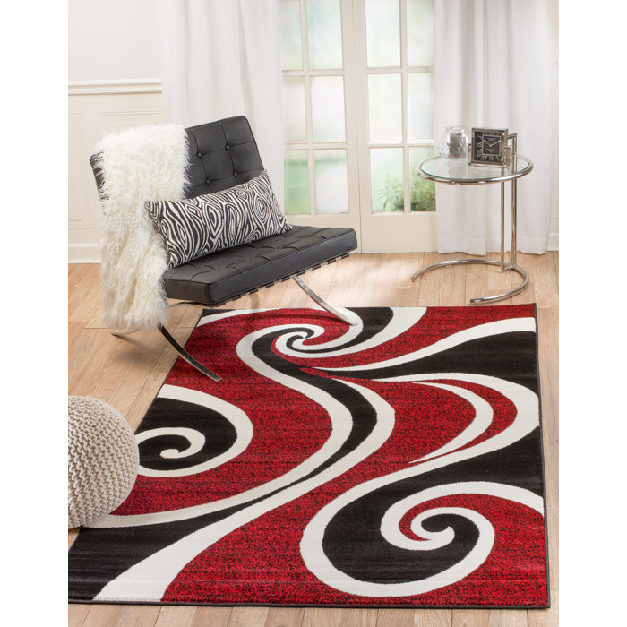 Orren Ellis Gaeta Abstract Red/Black Area Rug & Reviews | Wayfair.ca