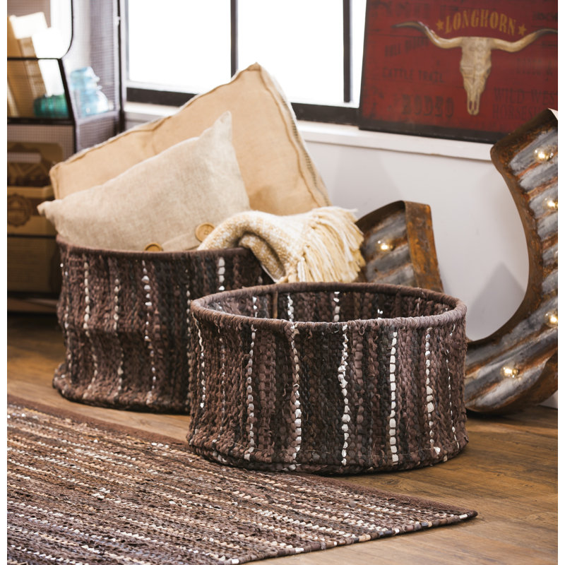 Loon Peak® 2 Piece Leather/Faux Leather Storage Basket Set & Reviews ...