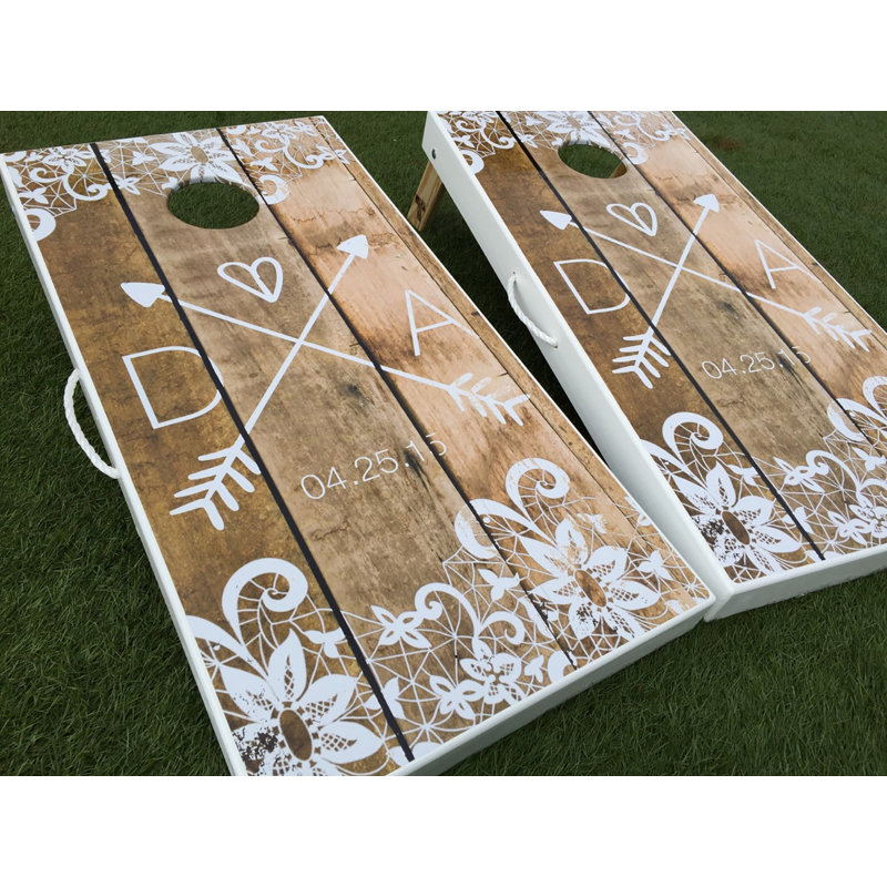 WestGeorgiaCornhole 10 Piece Floral Arrows Rustic Custom Cornhole Board ...