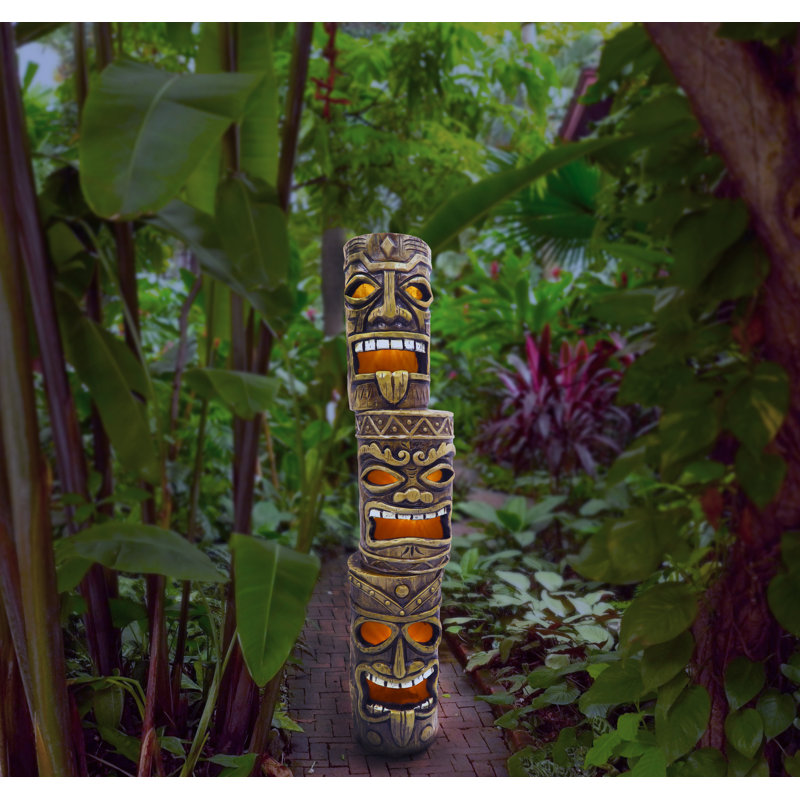 Bayou Breeze Mckinley Solar 3-Tier Tiki Totem Statue | Wayfair.ca