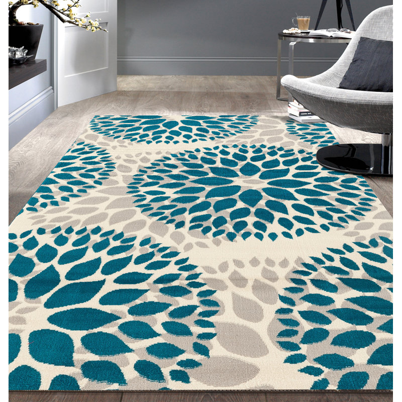 Wrought Studio Wallner Teal Blue Area Rug & Reviews | Wayfair