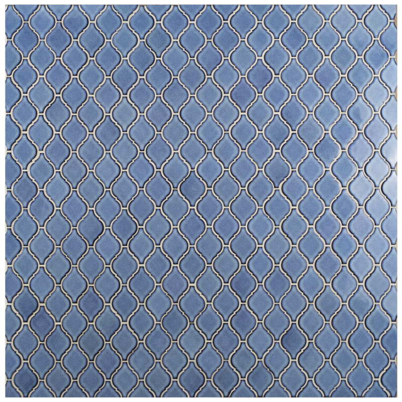EliteTile Arabesque 1.87" x 2.75" Porcelain Mosaic Tile in Blue ...