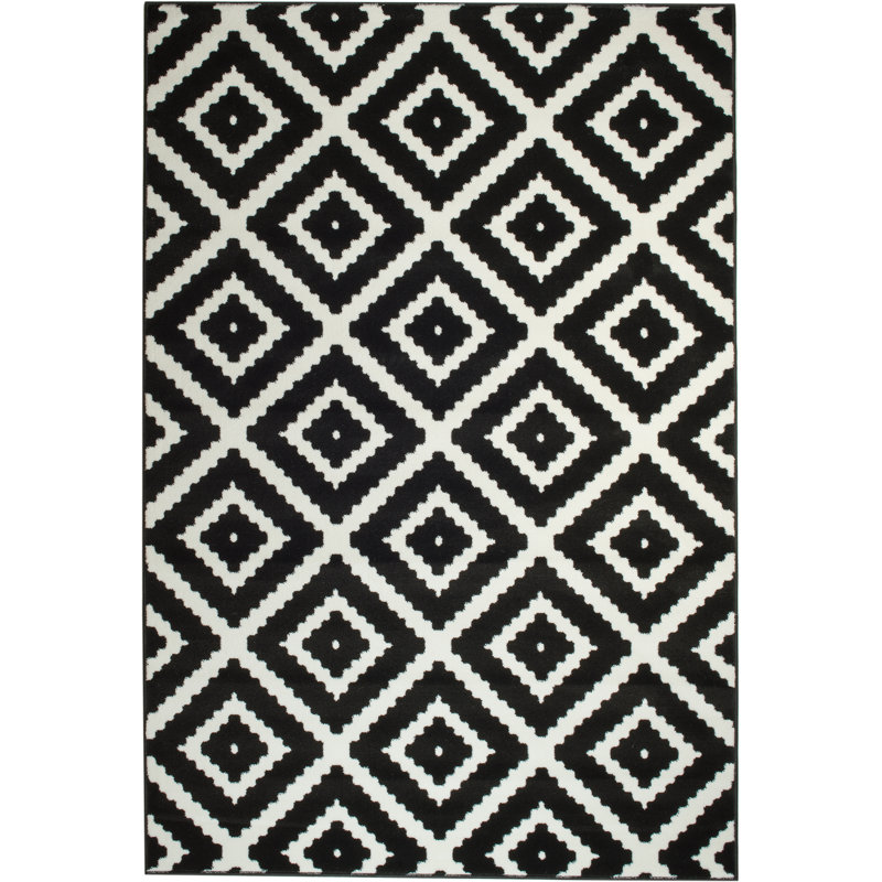 Leana Geometric Black/White Area Rug & Reviews | Joss & Main