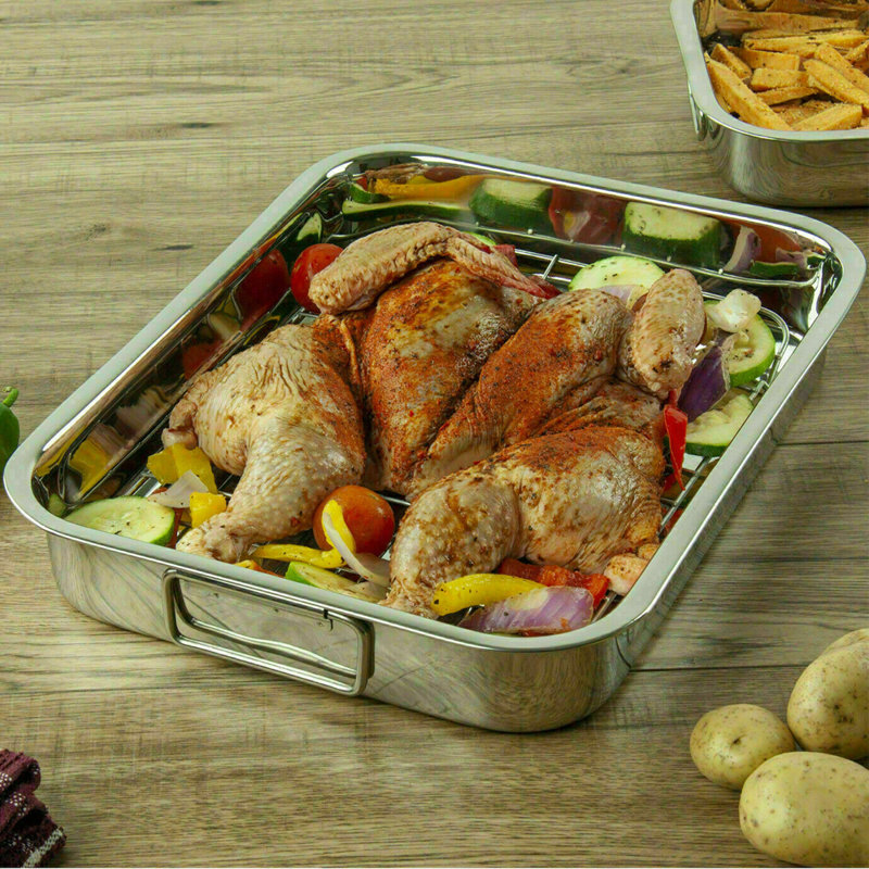 Belfry Kitchen STAINLESS STEEL ROASTING TRAYS OVEN PAN DISH BAKING ...
