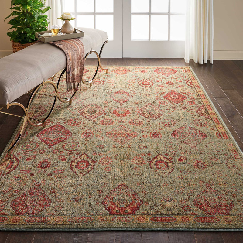 Bungalow Rose Lowndes Oriental Light Green Area Rug & Reviews | Wayfair