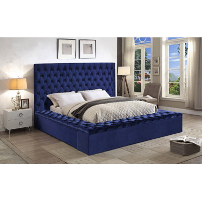 Blue Velvet Beds You'll Love | Wayfair