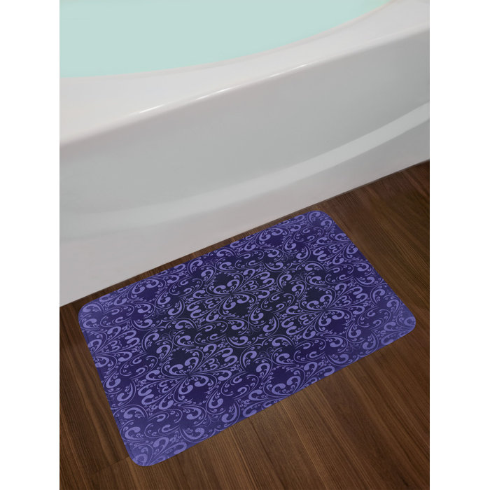 East Urban Home Floral Lavender Dark Purple Vintage Bath Rug | Wayfair