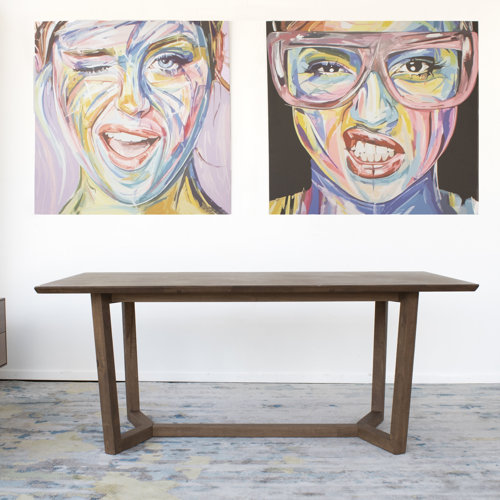 Gracie Oaks Jeb 36'' Rubberwood Solid Wood Trestle Dining Table | Wayfair